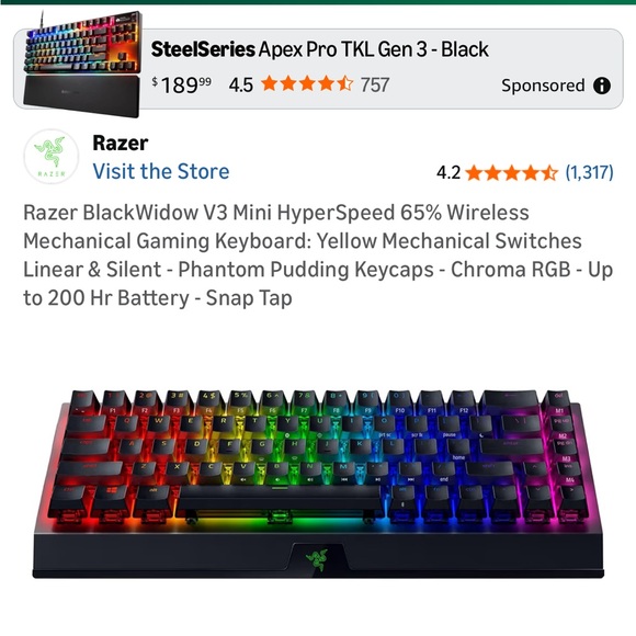 Razer | Computers, Laptops & Parts | Razr Black Widow V3 Hyperspeed ...